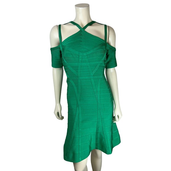 Herve Leger | Dresses | Herve Leger Green Chantelle Bandage Dress M ...